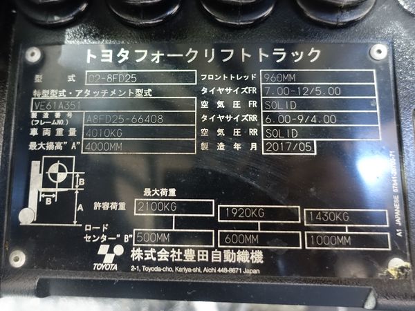 02-8FD25 2.5トン ディーゼル 【中古フォークリフトのPCS】